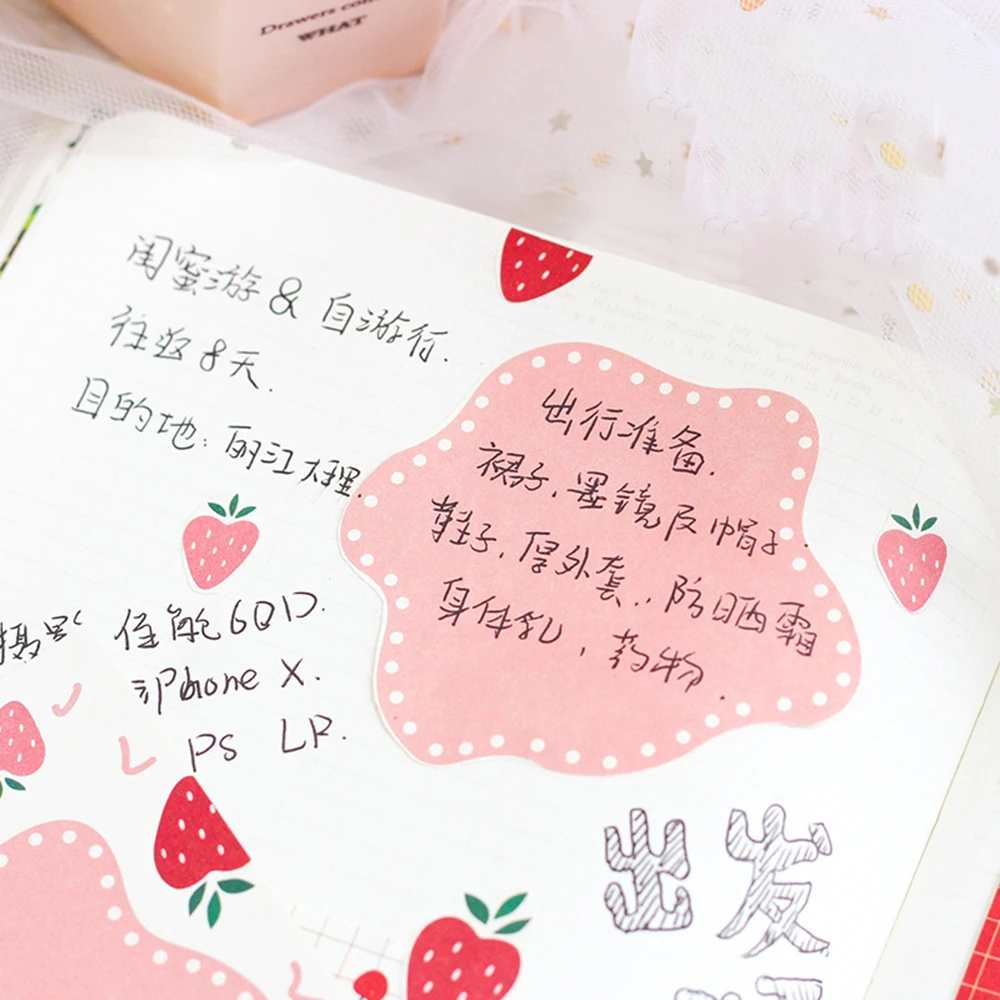 Kawaii Sweet Fruit Memo Pad Sticker Decor Sticky Notes Cute DIY Clear ...
