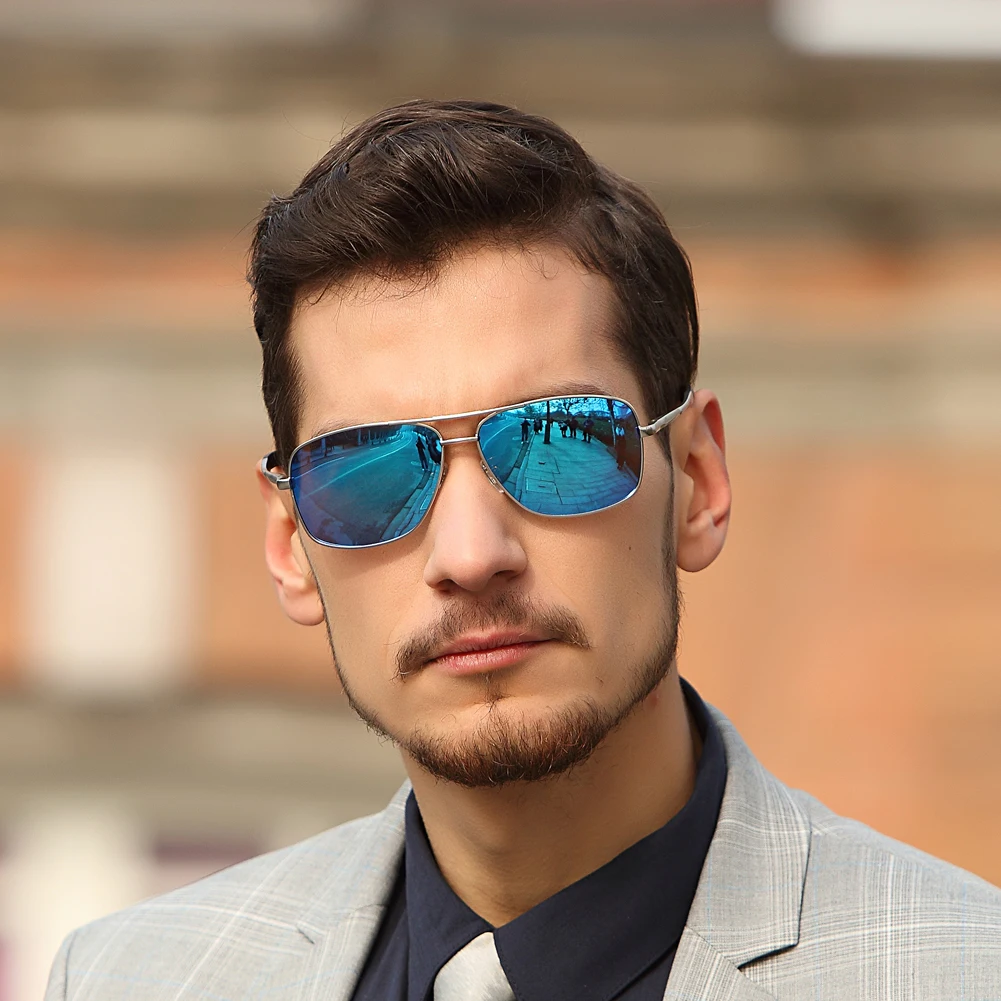 New Brand Sunglasses Rectangle Square Metal Frame Uv400 Protection Polarized Sunglasses Night