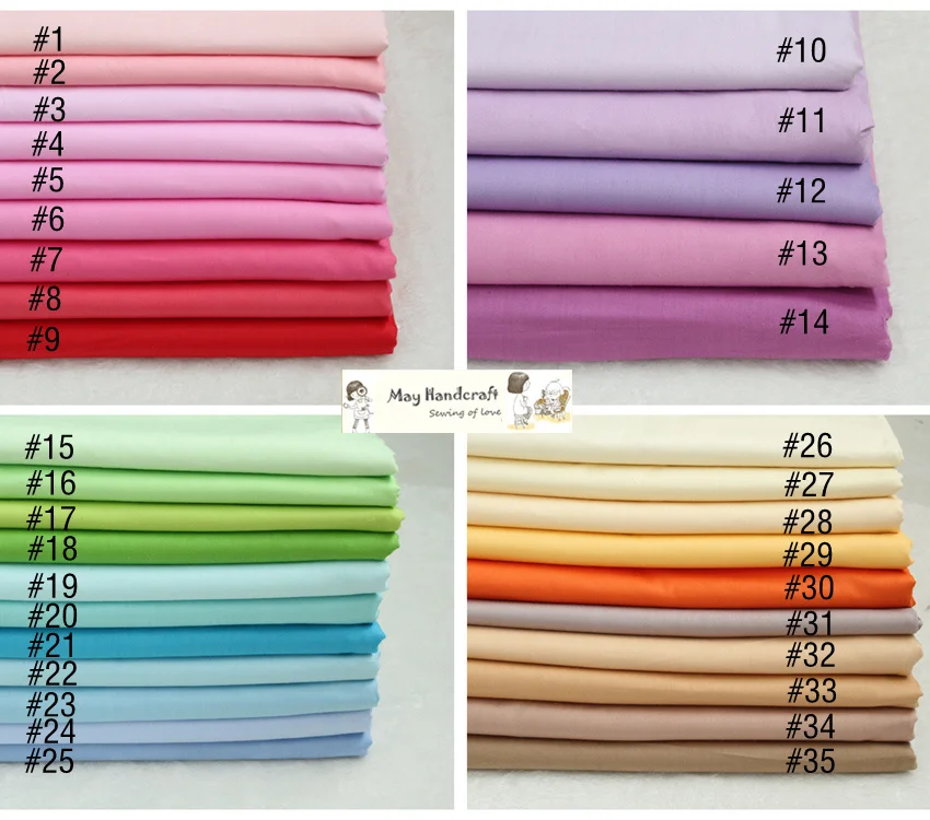 35 Solid Colors 100% Cotton Fabric,Cotton Fabrics 40x50cm Dyed Twill ...