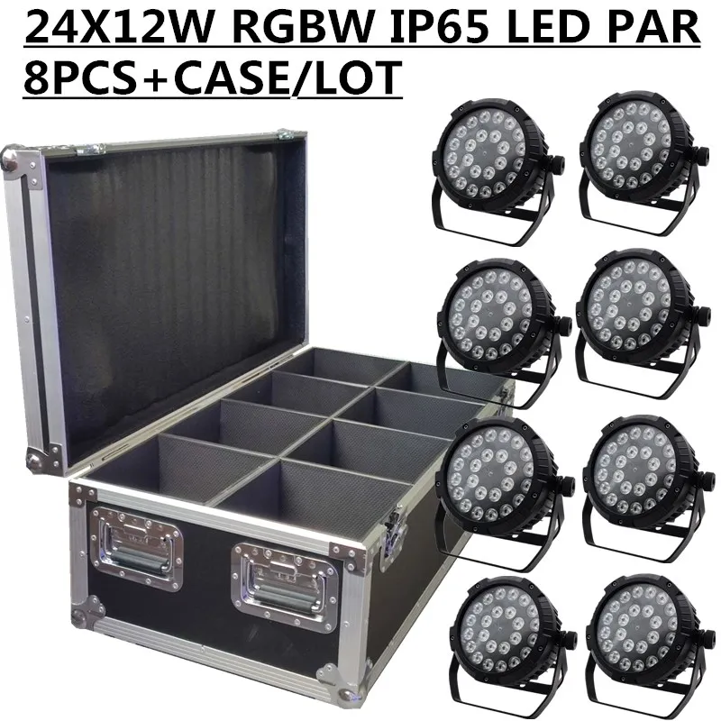 8pcs/ 24x12w Waterproof Ip65 Par+flight Case/ Rgbw Led Par Light Dmx ...
