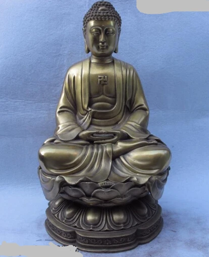 old 13 inch Chinese Buddhism Temple Brass Copper RuLai Tathagata ...