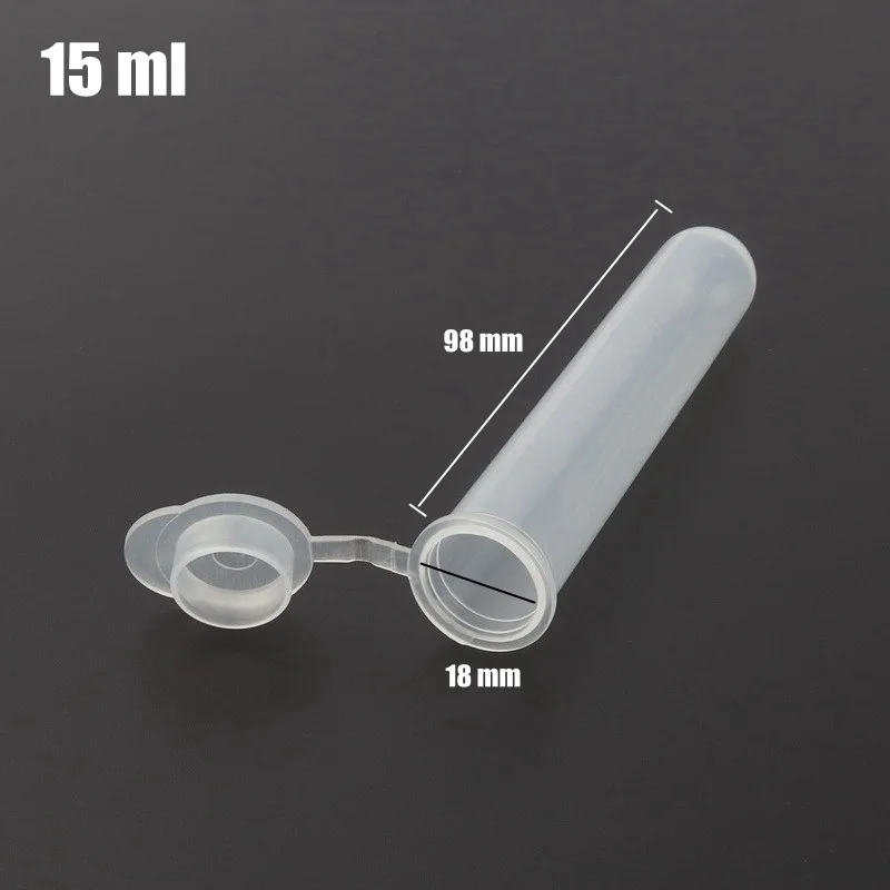 50pcs Hi Quality 18*98mm 15ml Plastic Test Tube Centrifuge Vial Snap ...