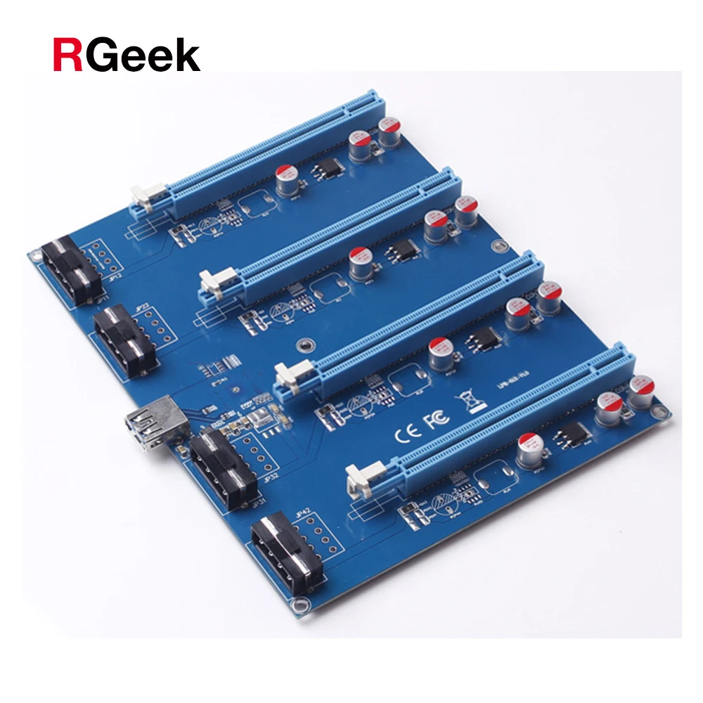 aad in card PCIe 1 to 4 PCI express 16X slots Riser Card PCI E 1X to ...