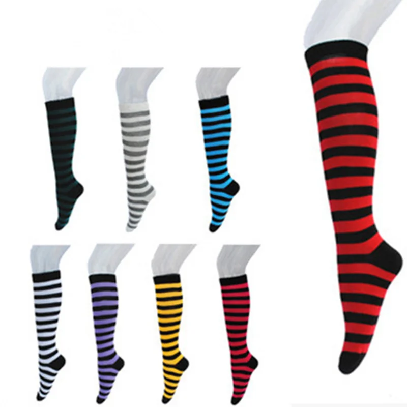 Boots Thigh Knee High Socks New Colorful Sexy Striped Compression Women ...