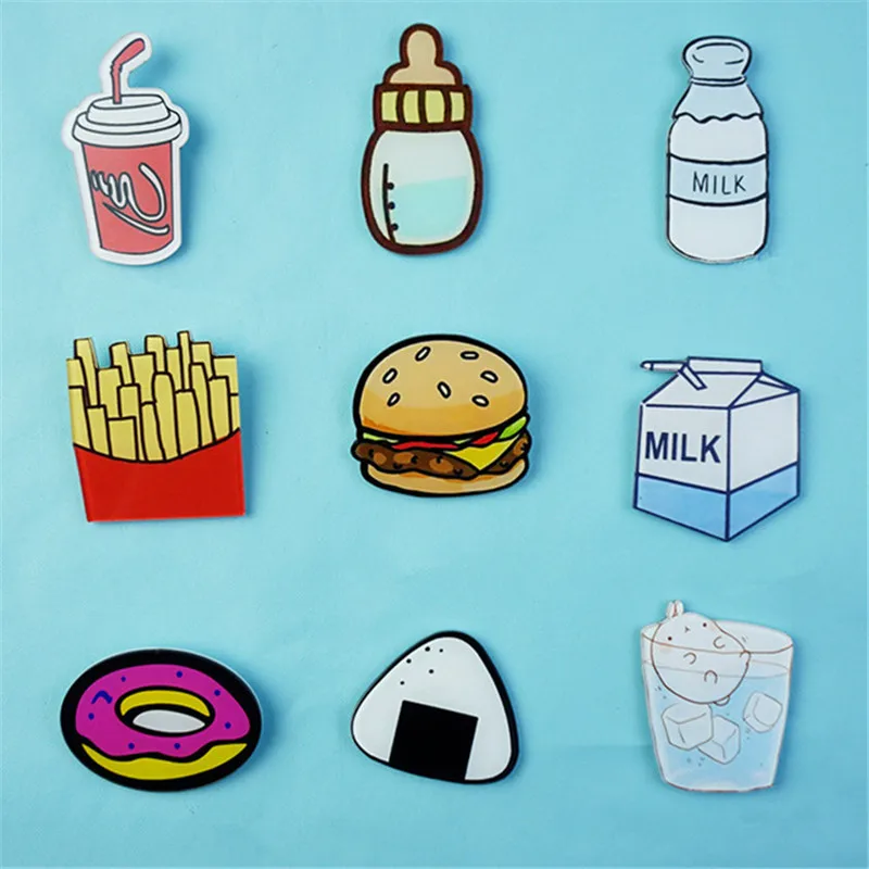 1PCS Free Shipping Kawaii Snack Drink Badges Acrylic Badge Pin Badges ...