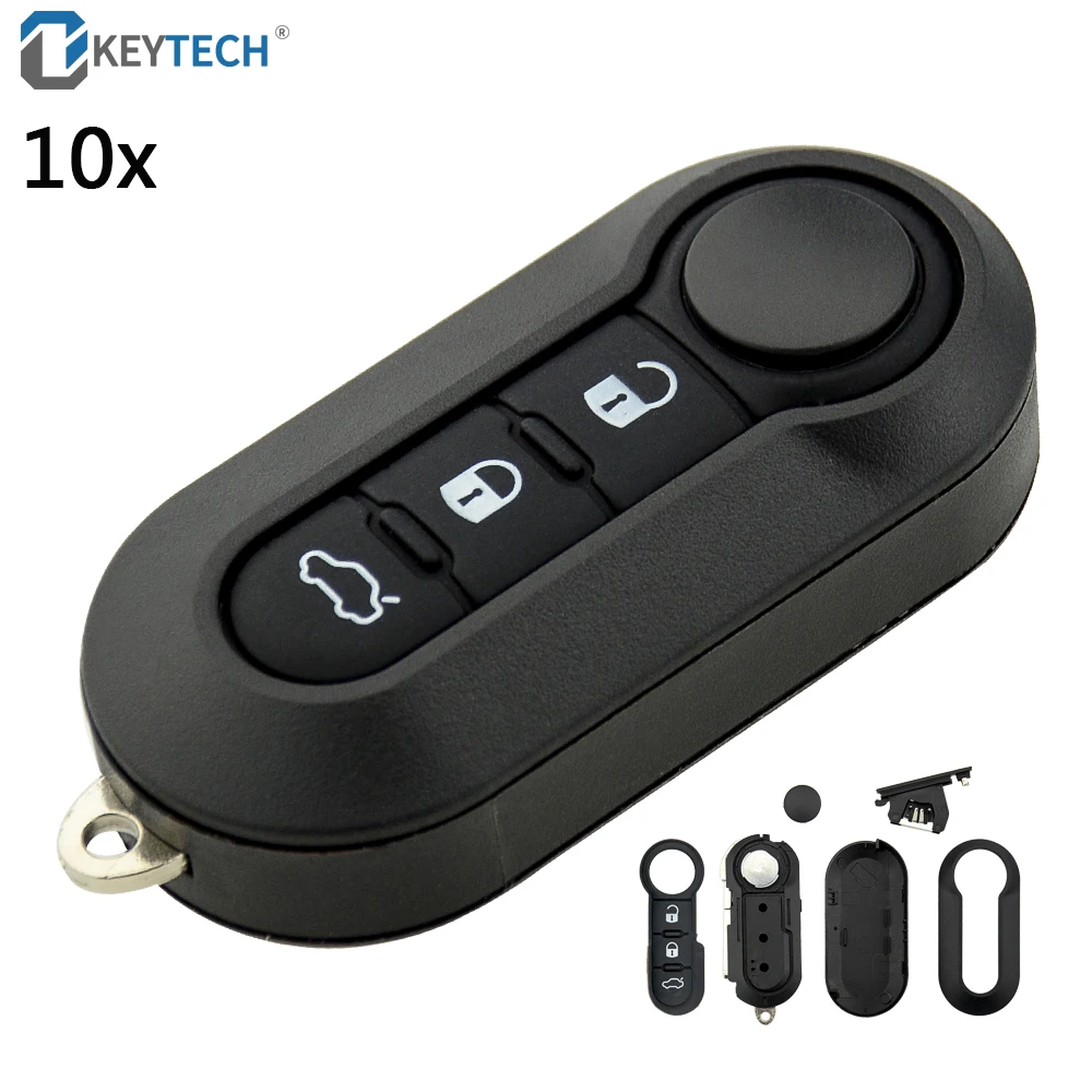 Okeytech 10pcs White Button Key For Fiat 500 Panda Punto Bravo 3 Btn ...