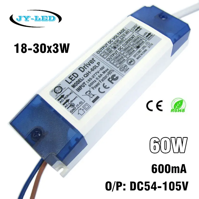 Aliexpress.com : Buy 2 Pieces 40W 50W 60W LED Driver 18 30x3W 600mA ...
