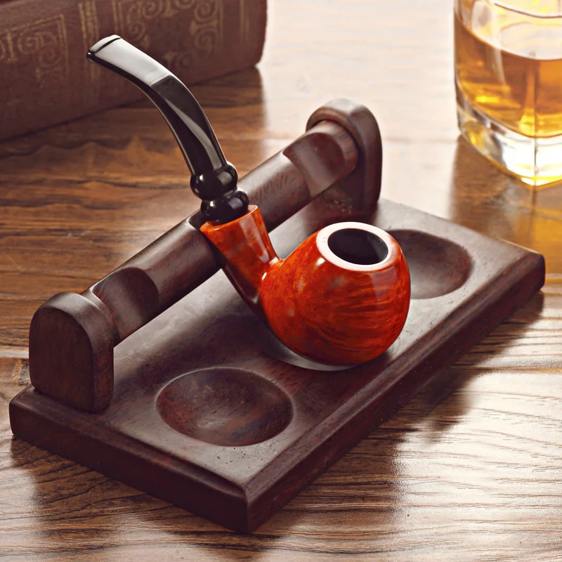 Smoker 3 Seats Really wood Smoking Pipe Holder High Quality Ebony Pipe ...
