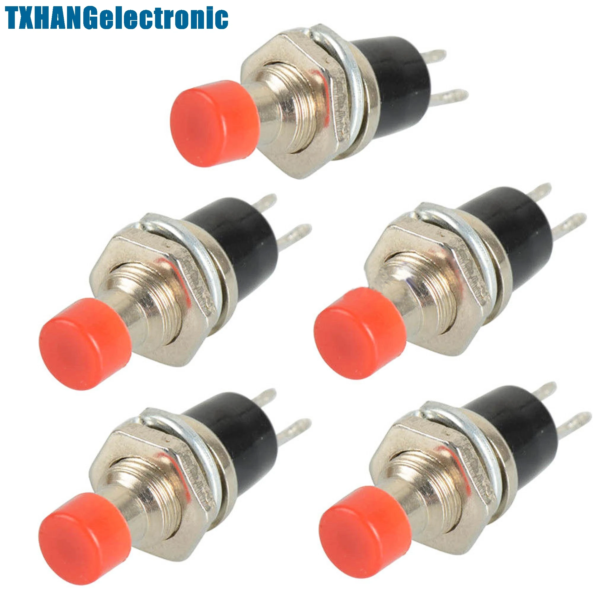 5PCS Red Lockless ON/OFF Push button Switch Press the reset switch PBS ...