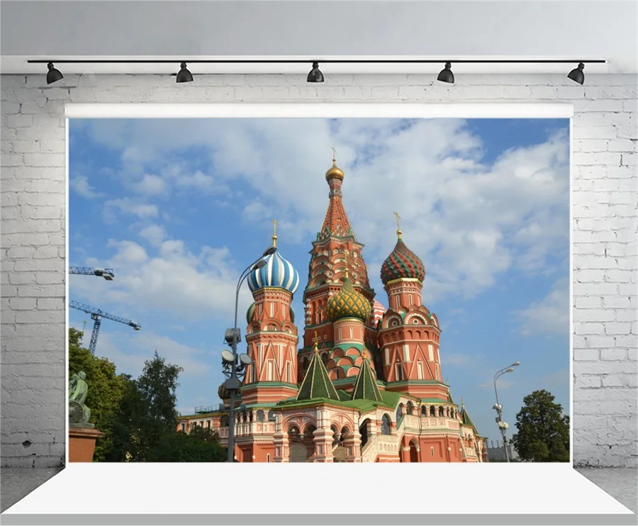Laeacco Russian Orthodox Cathedral Moscow Photography Backgrounds Vinyl ...