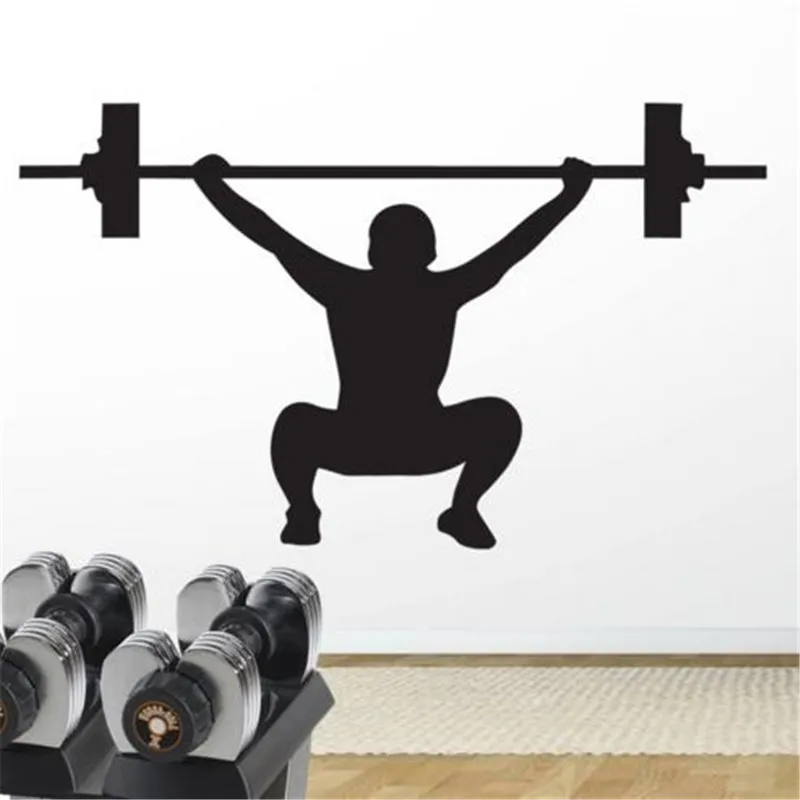 Gym Sticker Barbell Fitness Decal Body building Posters Vinyl Wall ...