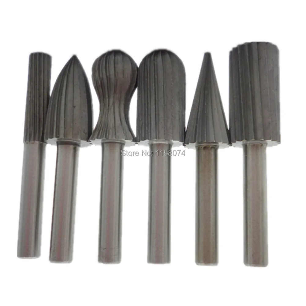 6pcs 1/4 Inch 6mm Shank Rotary File Rotary Burr Set Hss Rotary Files ...