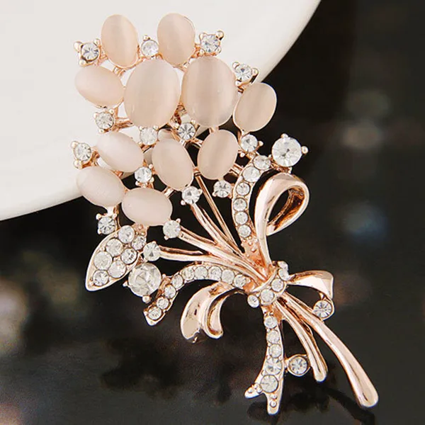 Aliexpress.com : Buy Fashionable Imitation Opal Stone Flower Brooch Pin ...
