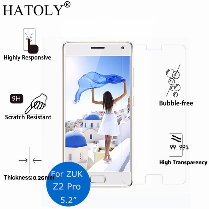 레노버 ZUK Z2 Pro 용 2PCS 강화 유리 레노버 Zuk Z2 Pro HD 용 초박형 화면 보호기 강화 된 보호 필름 HATOLY| | - AliExpress