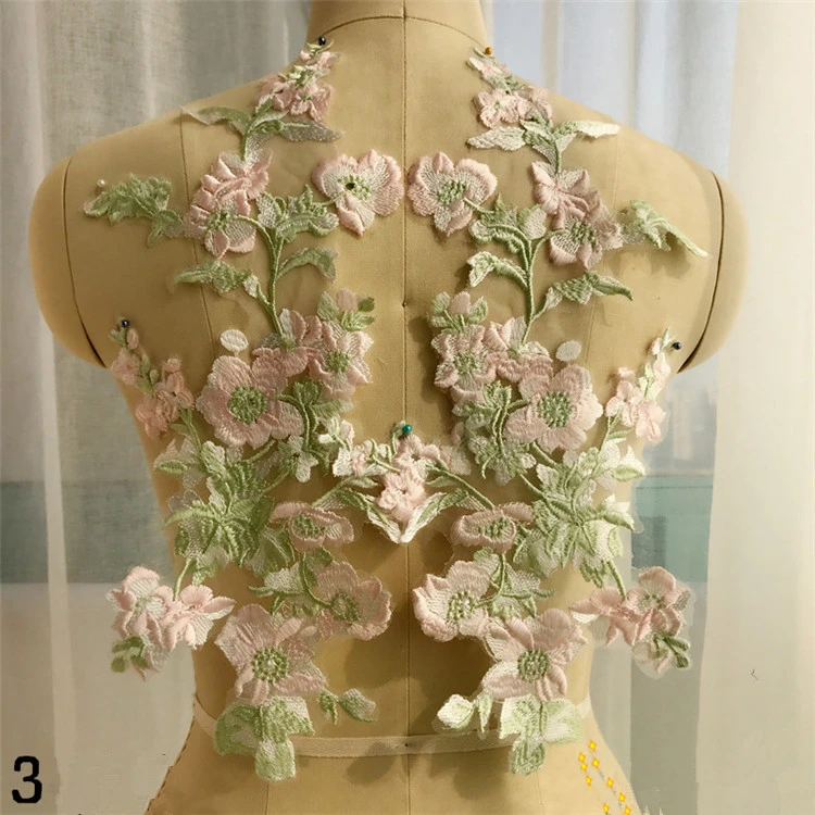 Colorful Lace Applique Handmade DIY Material Patch for Wedding Dress ...