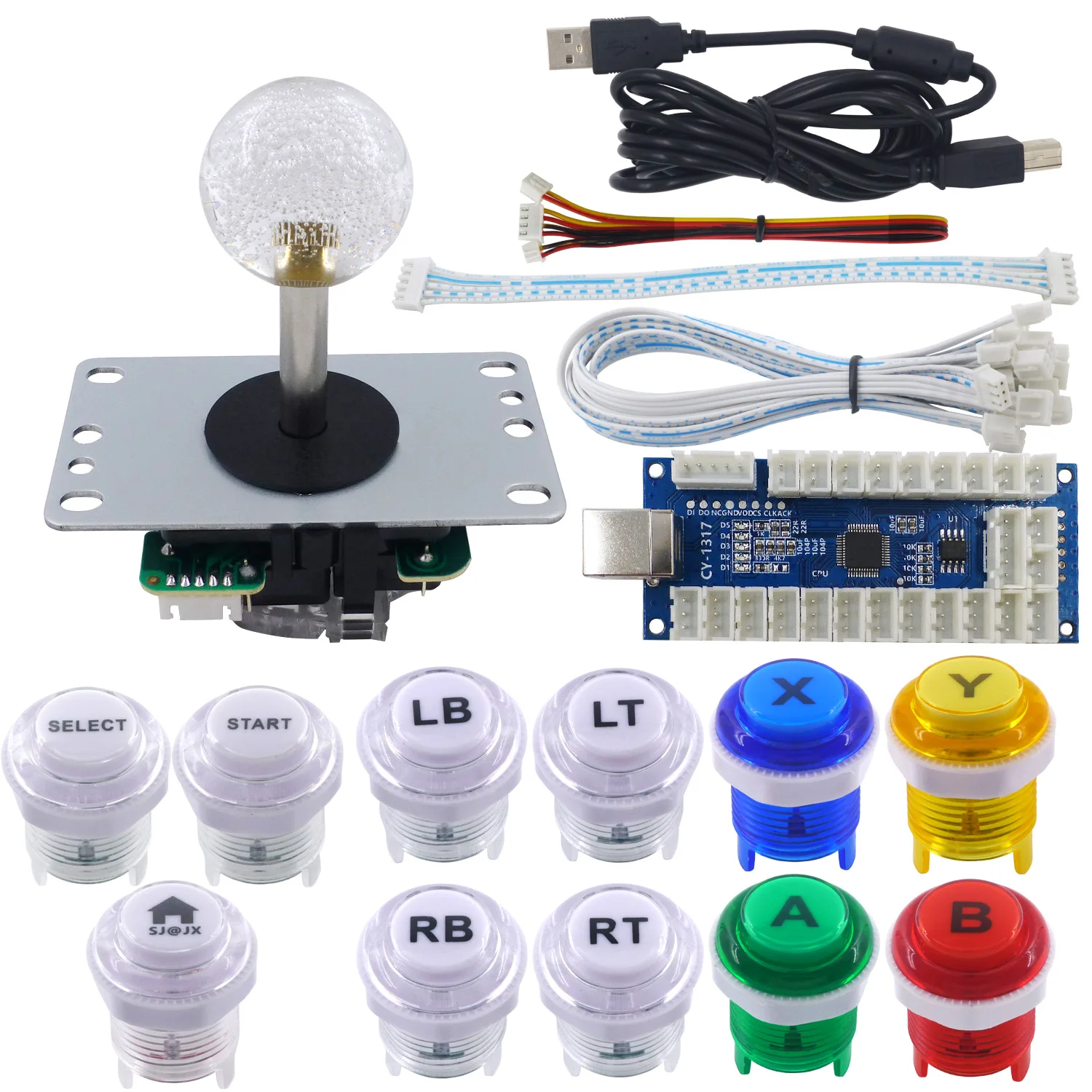 USB Encoder For PC MAME SJ@JX 2 Player Arcade DIY Controller Kit - LED Buttons, Cherry MX ...