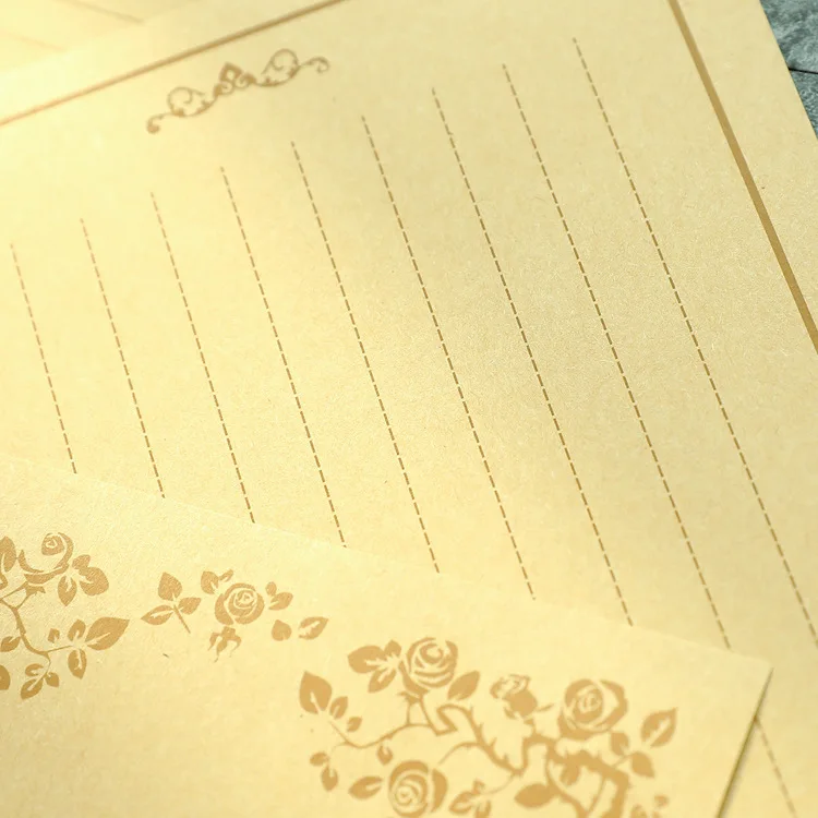 Letter Paper 8 sheets Vintage Flower Design Letterhead Letter Kraft ...