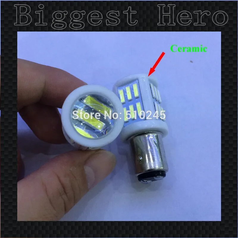20x 12v-24v Ceramic Led Car Lamp 1157 Lens 27 Smd Leds 7014 7020 Bay15d ...