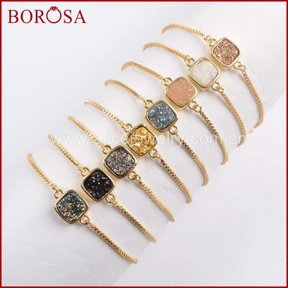 BOROSA pulsera ajustable con bisel de Color dorado para mujer ...