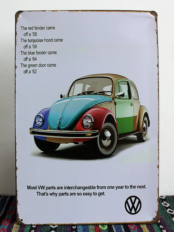 20*30CM VOLKSWAGEN BEETLES Retro Metal Signs Bar Pub Wall Decor Tin ...