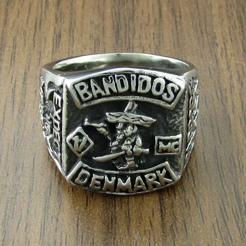 Punk-316L-Stainless-Steel-Bandidos-Denmark-MEX-Ring-for-Mexican-Rings ...