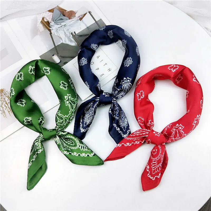 50*5Cm Spring Summer Silk Satin Scarves Bandanas For Female Fashion ...