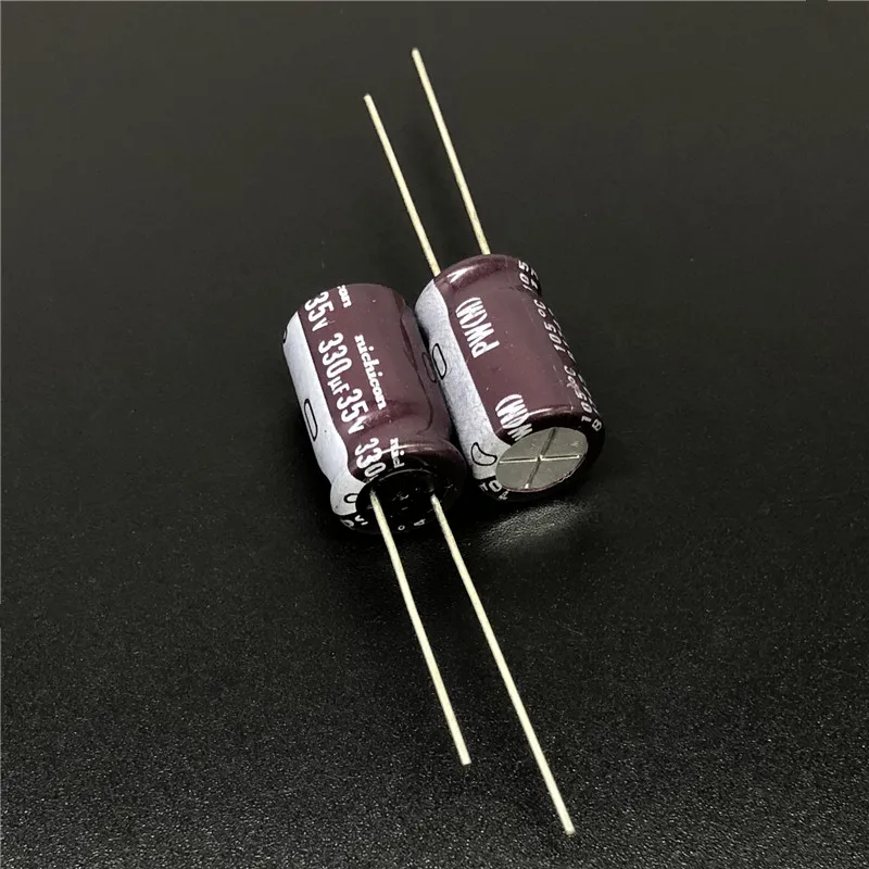 10 pces/100 pces 330 uf 35 v nichicon pw série 10x16mm baixa impedância ...