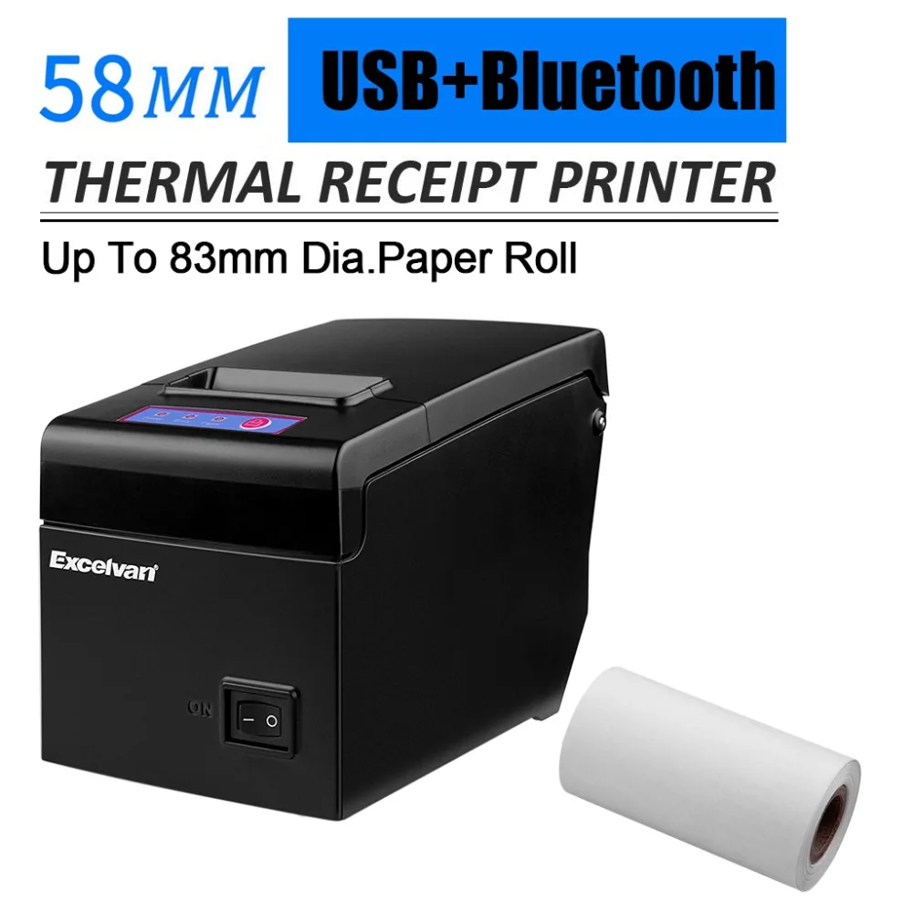 Excelvan Bluetooth 58mm Thermal Receipt Printer High Speed USB Port ...