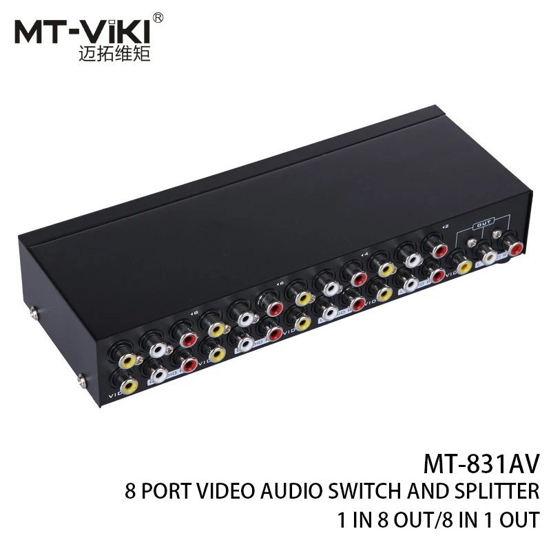 RCA AV Switch 8 Input 1 Output Audio Video Selector for 8 Media Players ...