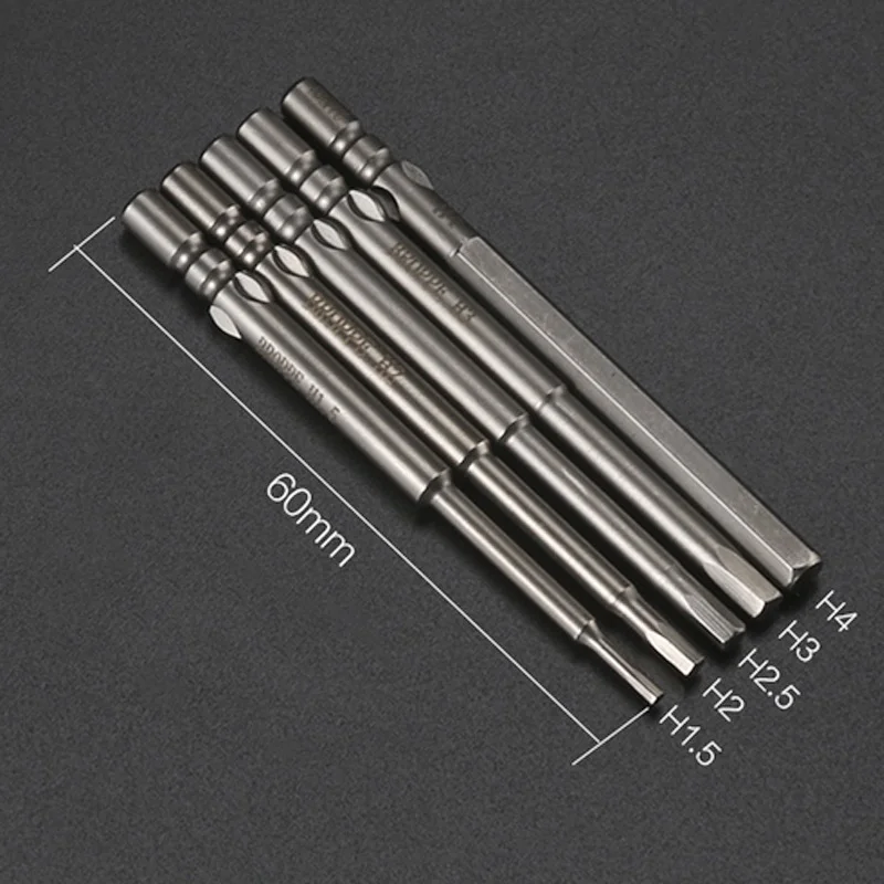 5Pcs H1.5 H2 H2.5 H3 H4 Hex Bit 800 4mm Round Shank Hexagon Electric ...