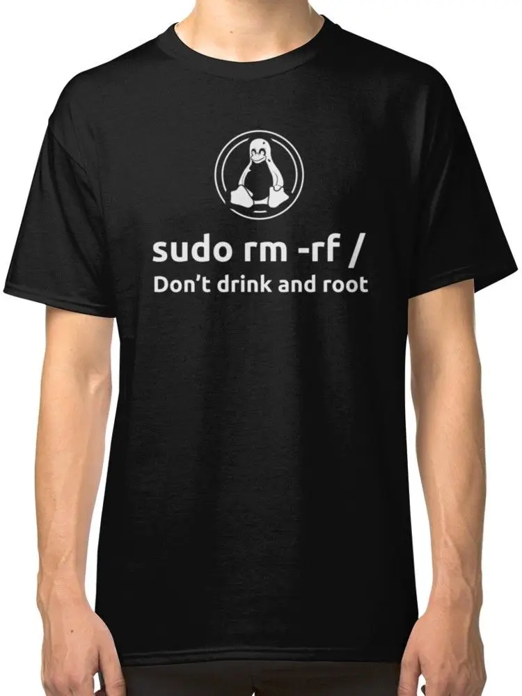 Programmer Linux Sudo Rm Rf T Shirt Tees Clothing Tshirt Men Black Short Sleeve Cotton Hip Hop T