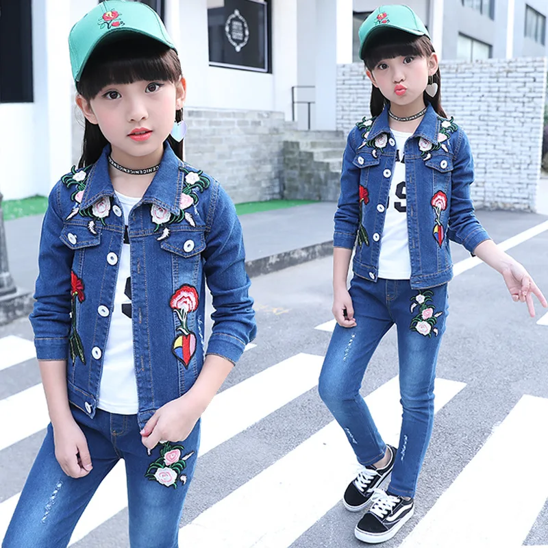 Spring And Autumn Jeans For Girls 2019 Baby Girl Denim Two-piece Body ...