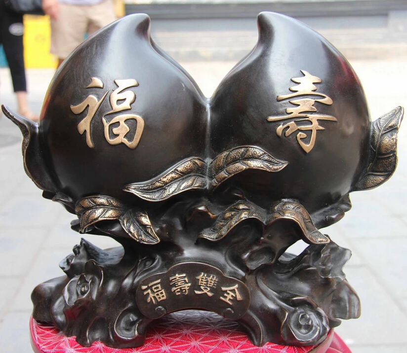 China Pure Copper Bronze Home Feng Shui Blessing Longevity Peach ...