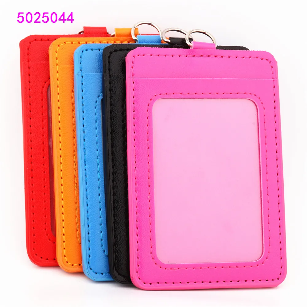 PU Leather Two-sided card sleeve ID Badge Case Clear Bank Credit Card ...