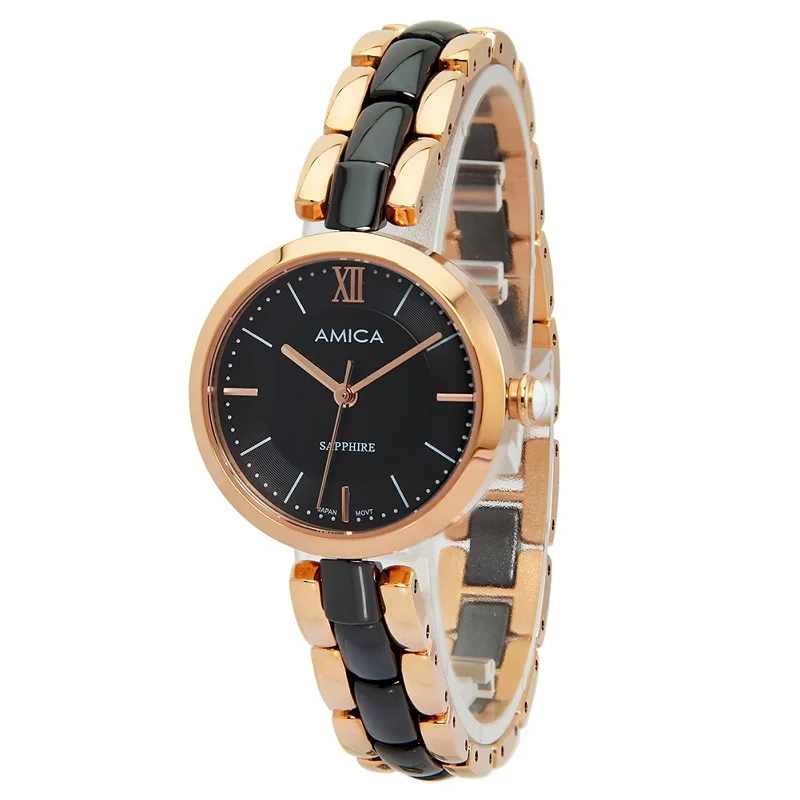 Amica 2019 Women's D Ceramics Quartz Watch Sapphire Rose Gold Tone ...