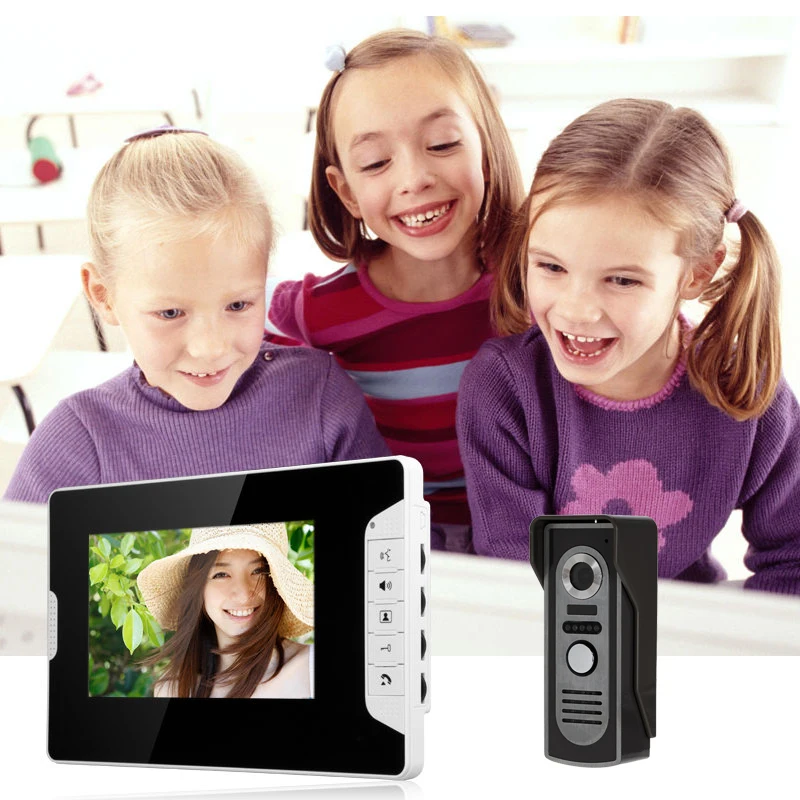 7" Lcd Video Door Phone Intercom System With IR Camera Access Control ...