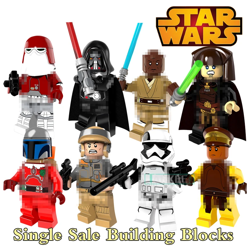 Building Block Star Wars Figures Jango Fett Darth Vader Windu Luminara ...