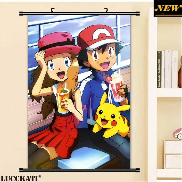 40X60CM Pokemon Pocket Monsters Pokeball Pikachu loli Touko cartoon ...