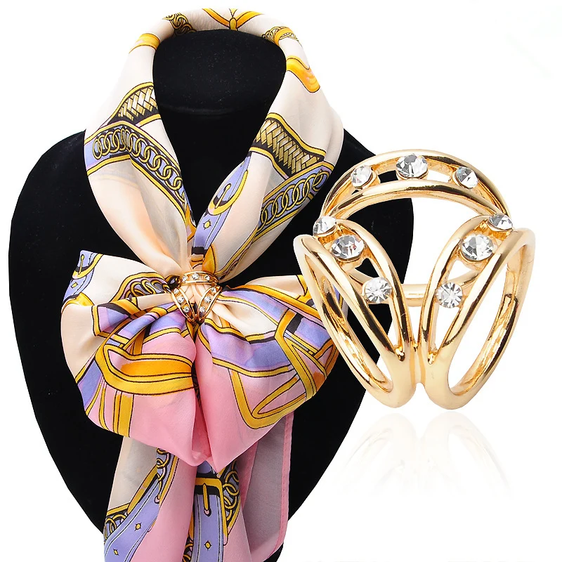 Fashion Gold Silver Tricyclic High Quality Scarf Buckle Brooches Lady ...