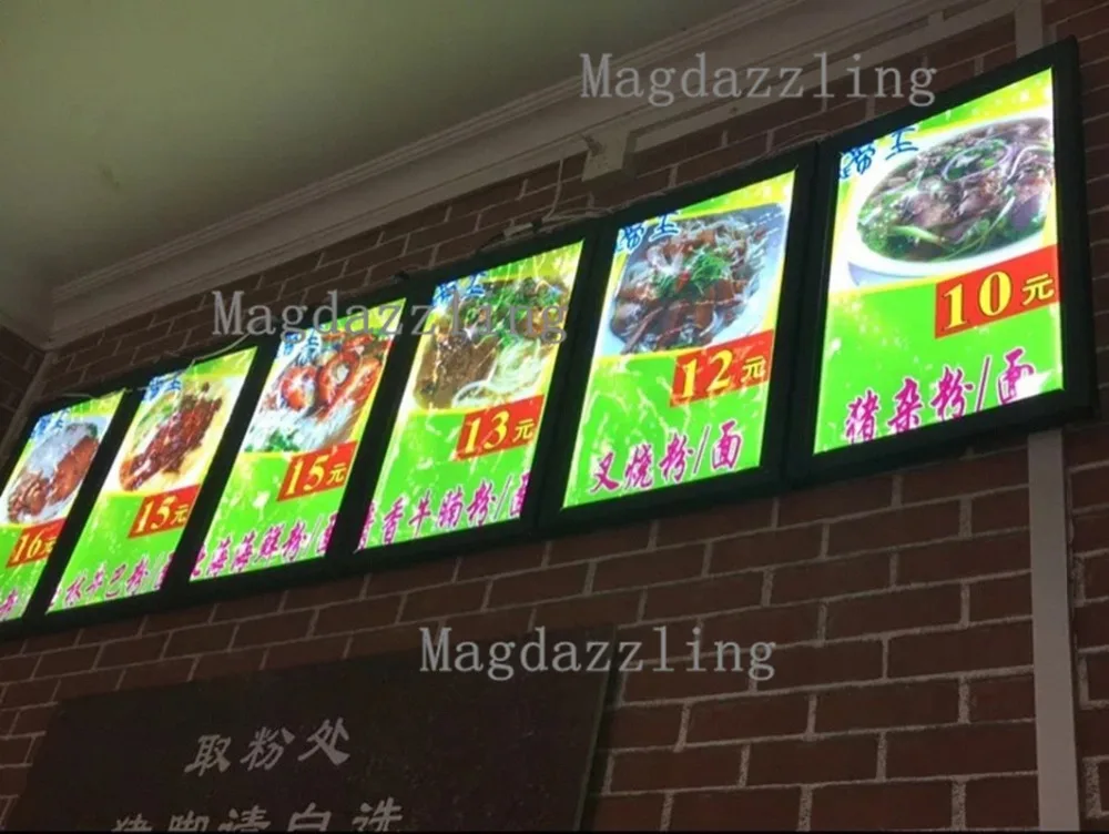 A3 Slim Balck Aluminum Frame LED Illuminated Menu Light Box Wall ...