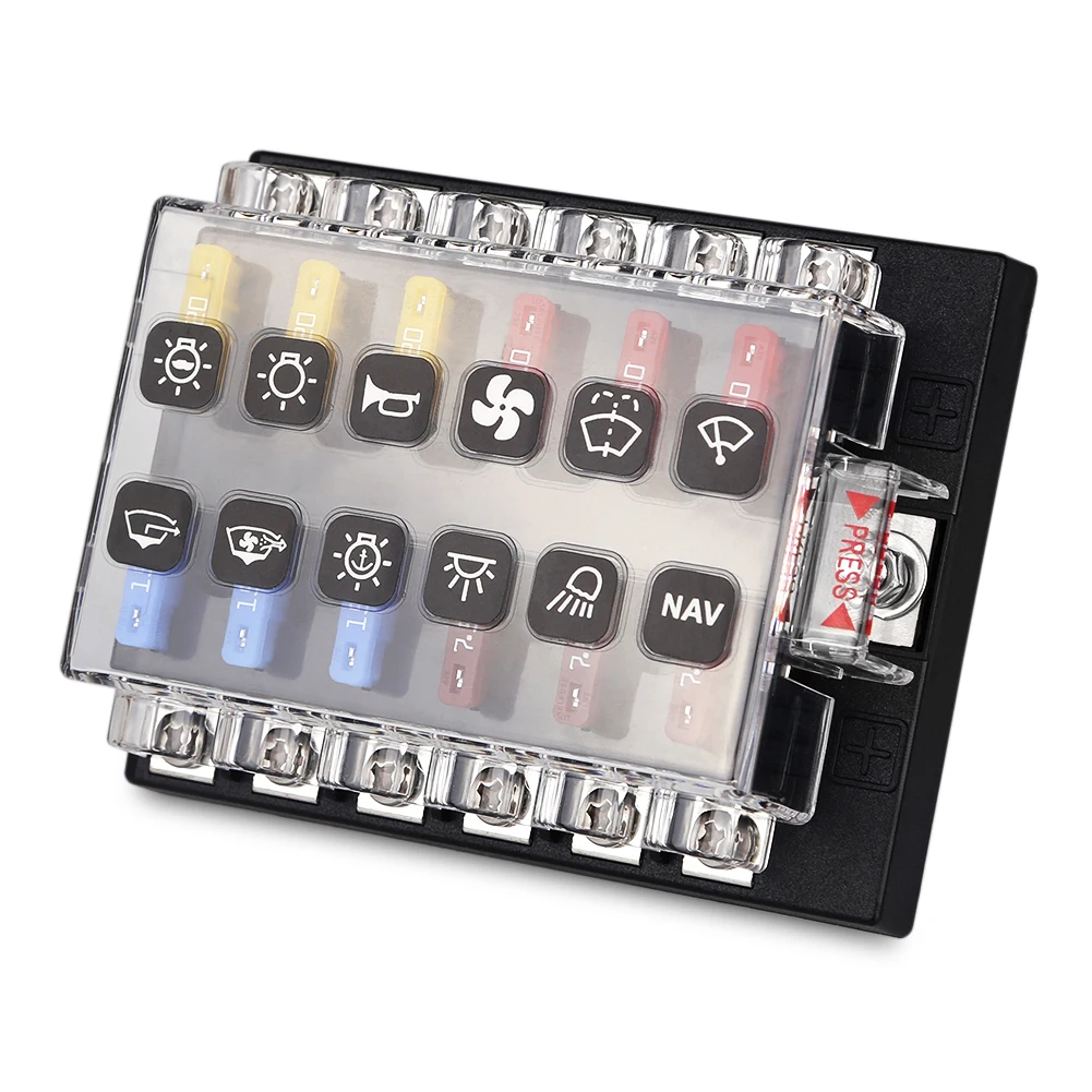 Buy 12 Way Circuit Blade Car Fuse Box Holder Terminals With Led Warning Light