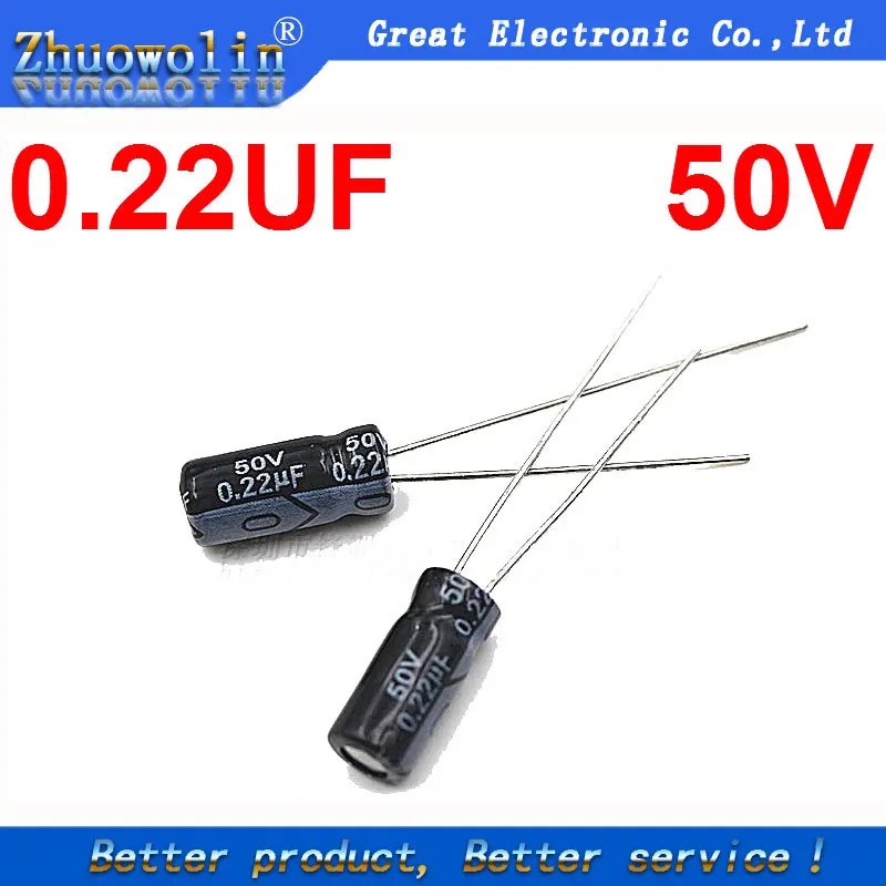 50PC/Lot 0.22UF 50V Electrolytic Capacitor SIZE 5X11MM|electrolytic capacitors|50v electrolytic ...