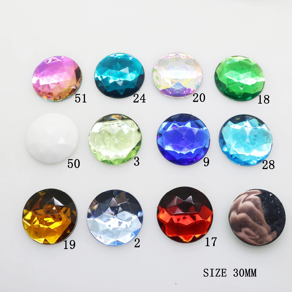 Hot 20Pcs/Lot New Mix Color 30mm Wedding Dress Acrylic Rhinestone Diy ...