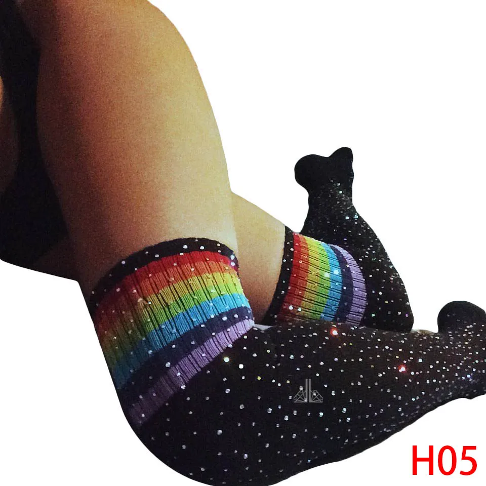 2017 Fashion Design Sexy Winter Warm Over Knee Socks Thigh High Thick Socks Striped Stockings