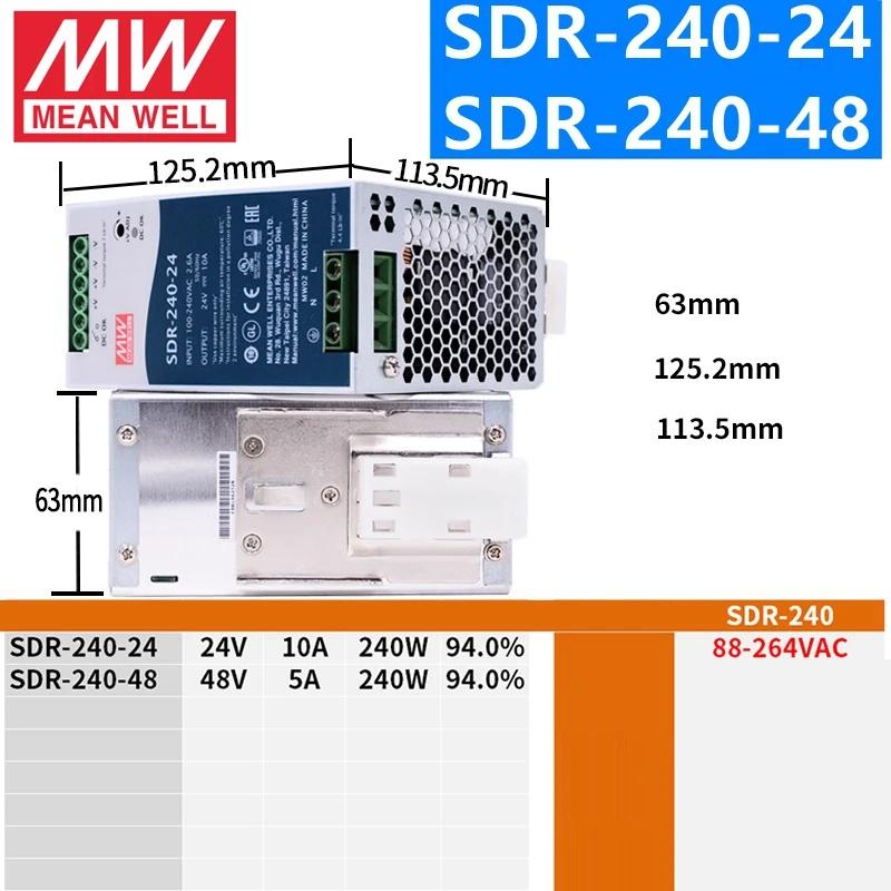 Бренд MEAN WELL представляет SDR-75 120 240 480 12V 24V 48 V meanwell ...