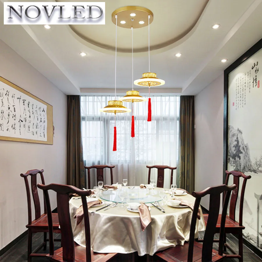 Modern Minimalist LED Chandelier Three Chinese Restaurant Chinese Style ...