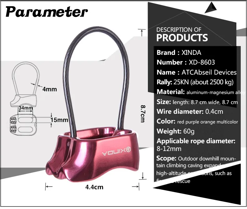 Professional Rappel ATC Belay Device - Mountainotes LCC Outdoors and ...