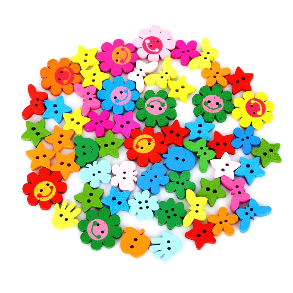 100pcs Multi-option Sewing Wooden Buttons Scrapbooking Clothing ...
