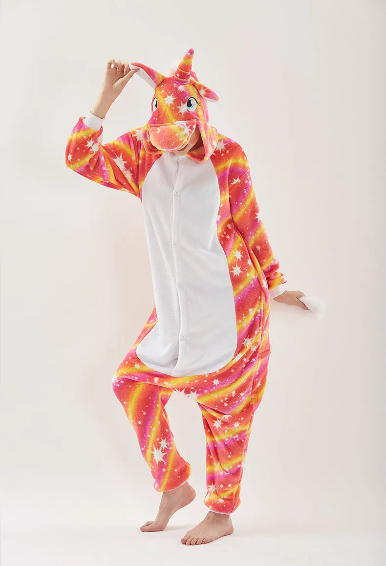 Winter Pink Pajamas Suit Cartoon Pajamas Flannel Female Pajamas Animal ...