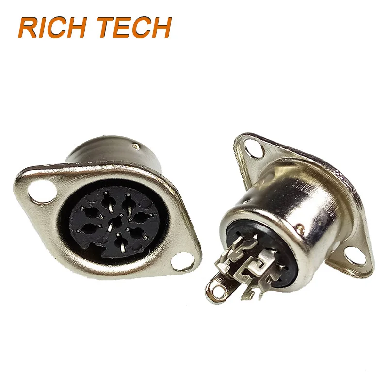 100 unids/lote 8 pines hembra DIN montaje en Panel 8 polos DIN Jack ...